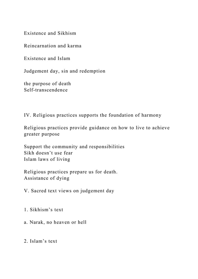 This paper will focus on Sikhism, an Eastern religion and Islam, a.docx