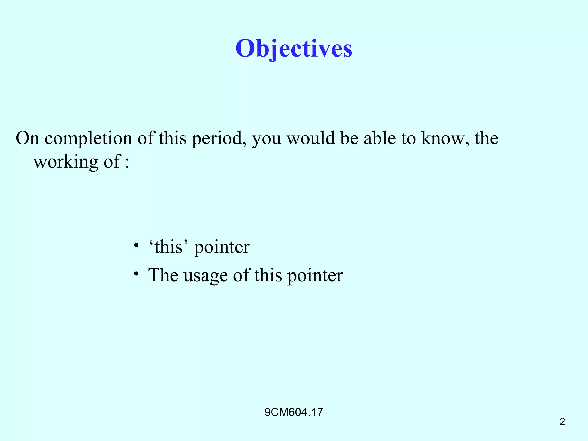 This pointer .17 | Programming Languages | Computing