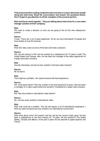 Present Perfect Reading | DOCX