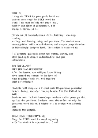 This project is aligned to the Texas Approved Educator Standards 1 | DOCX