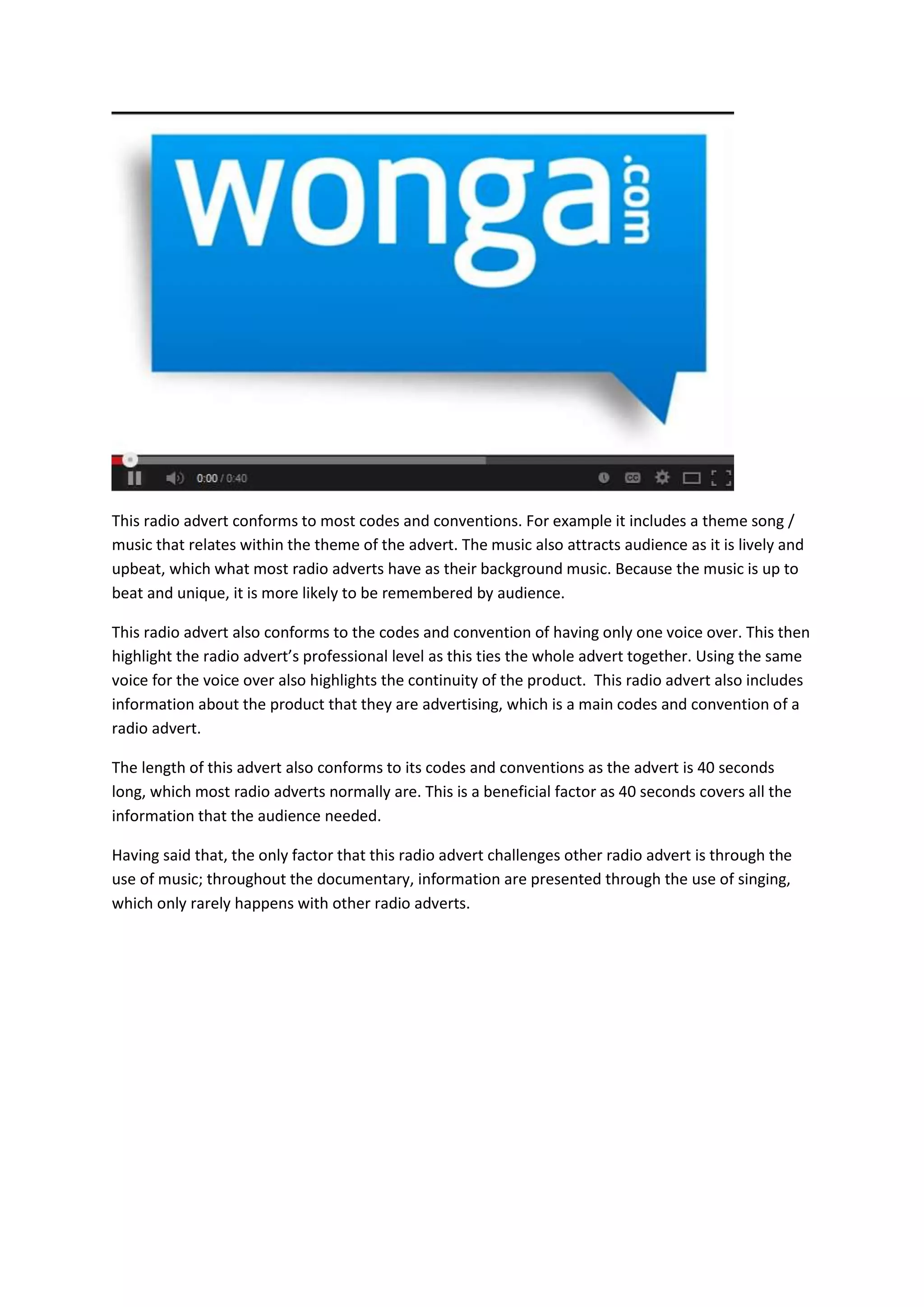 Radio advert examples | DOCX