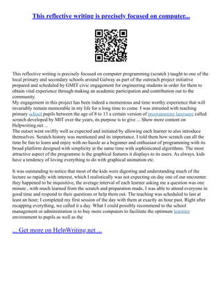 This Reflective Writing Is Precisely Focused On Computer... | PDF