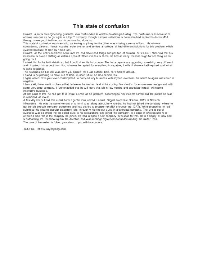 This state of confusion