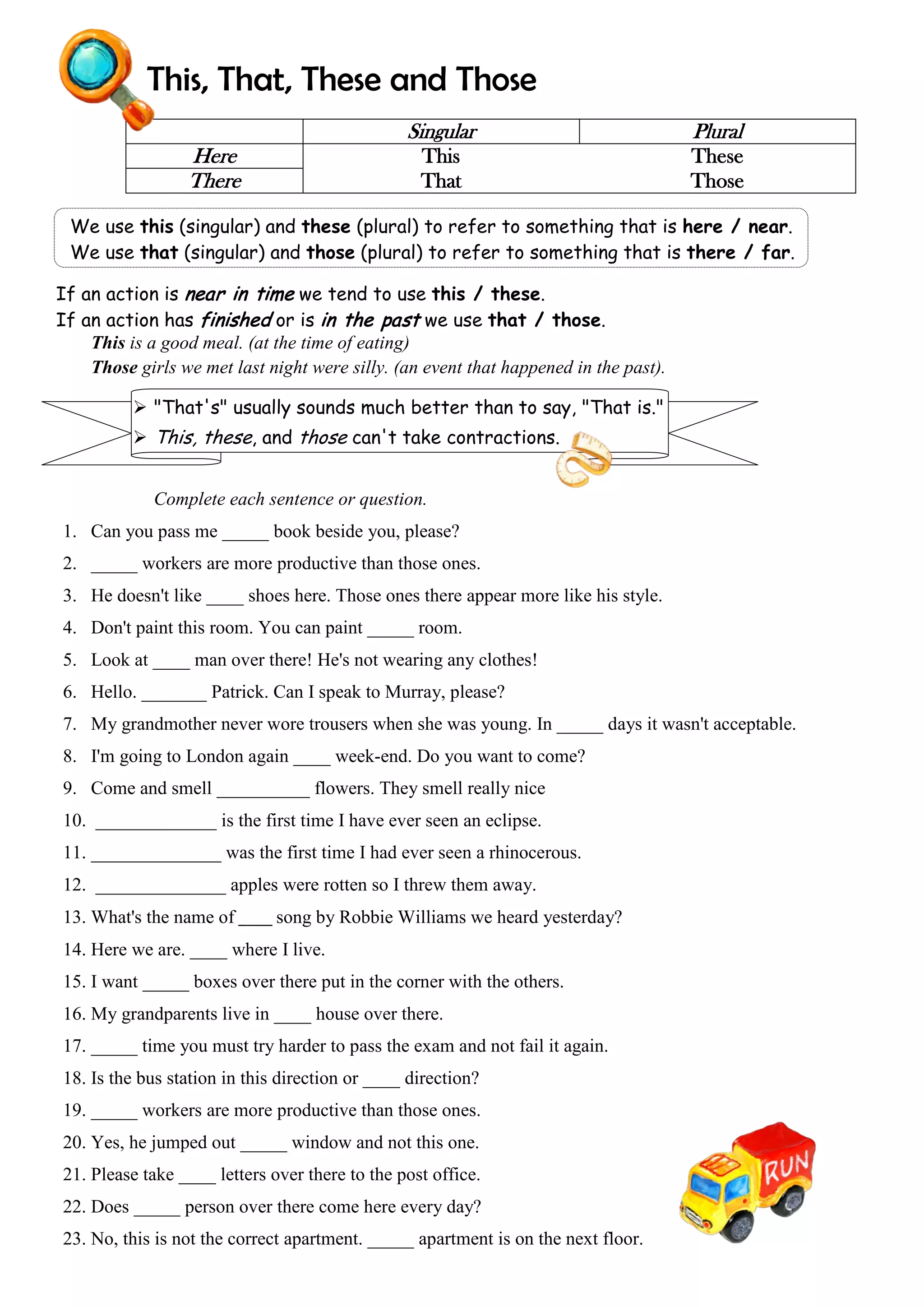 This, That, These and Those + Exercise | PDF