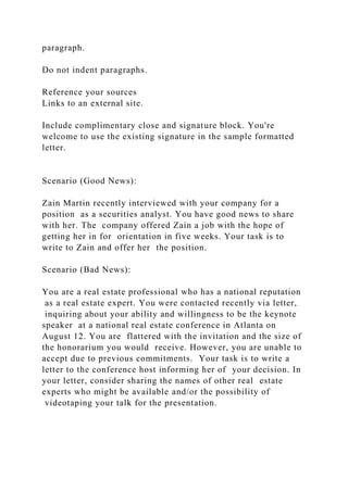 This week you will also be writing both good and bad news, but this .docx