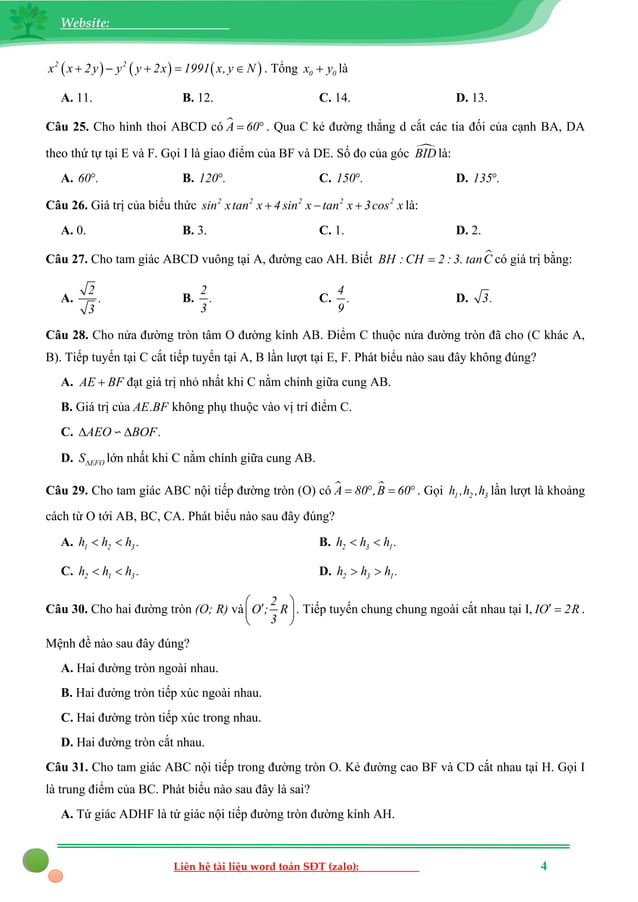ĐỀ THI THỬ VÀO LỚP 10 MÔN TOÁN CHUYÊN NGOẠI NGỮ - ĐẠI HỌC QUỐC GIA HÀ NỘI NĂM 2023 CÓ LỜI GIẢI ...