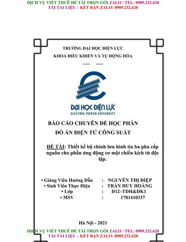 Thiết kế bộ chỉnh lưu hình tia ba pha cấp nguồn cho phần ứng động cơ một chiều kích từ độc lập.doc