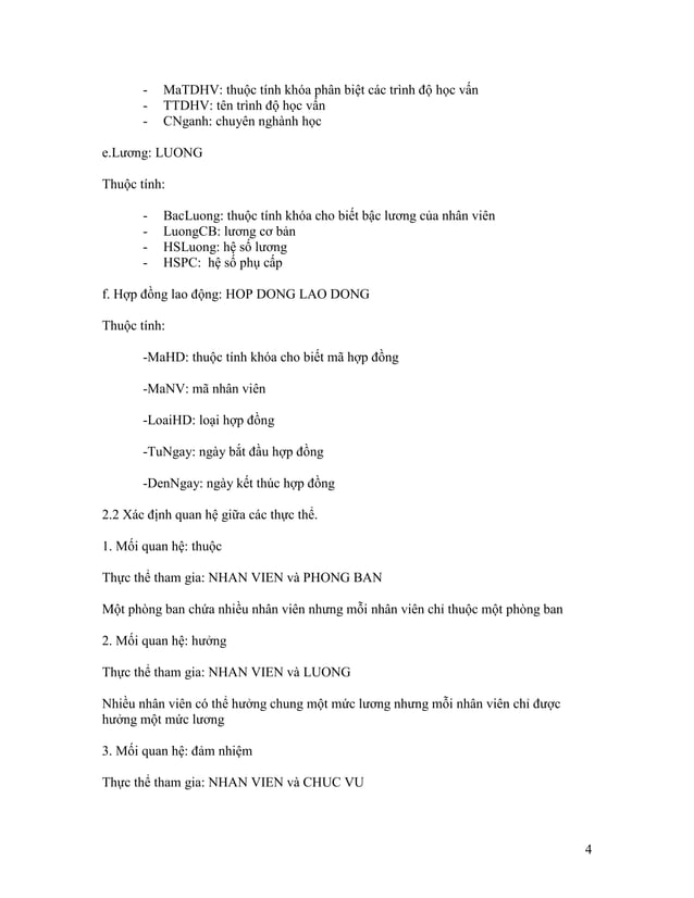 Thiết kế csdl quản lý nhân sự | PDF