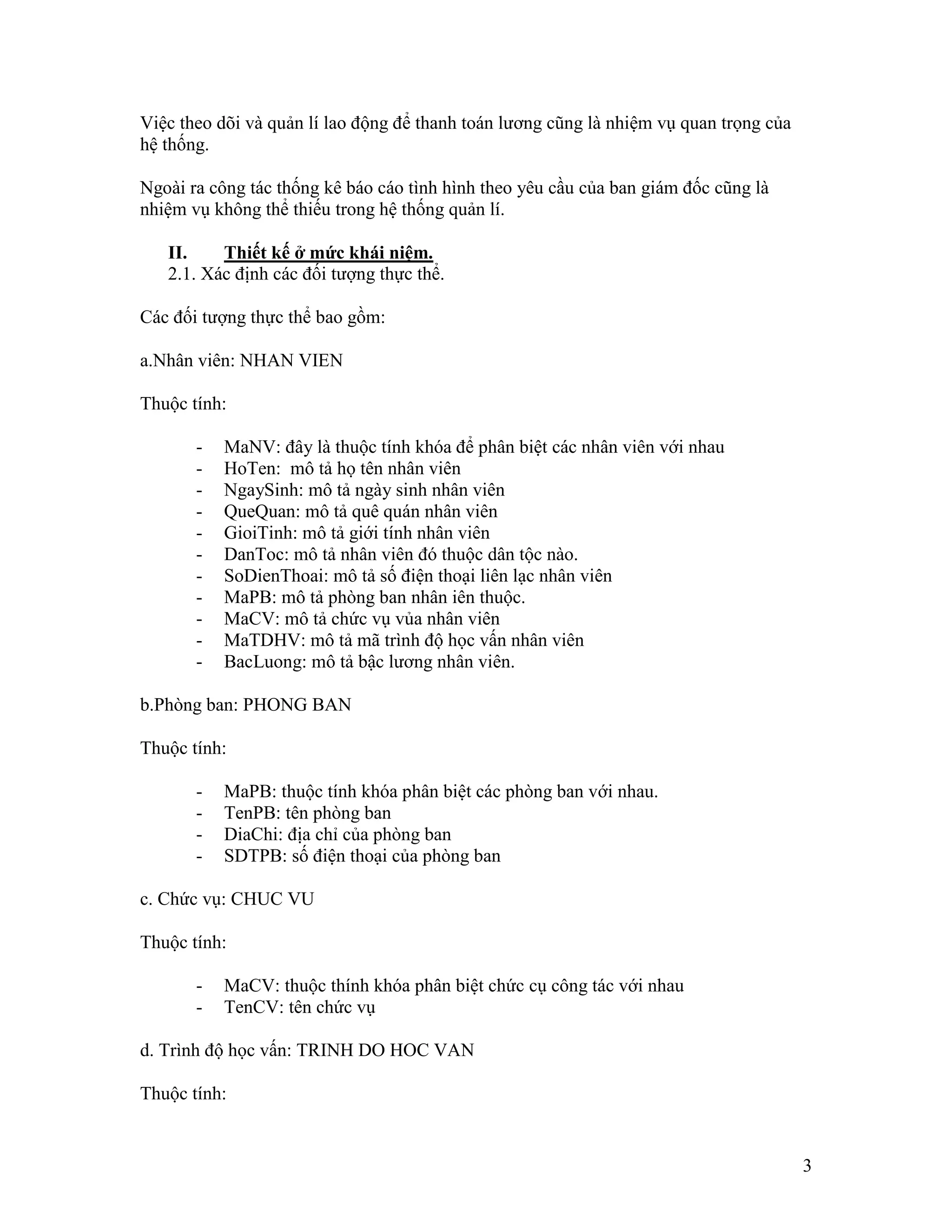Thiết kế csdl quản lý nhân sự | PDF