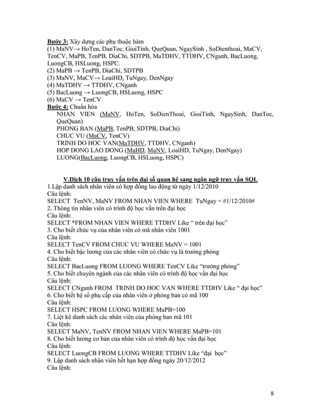 Thiết kế csdl quản lý nhân sự | PDF