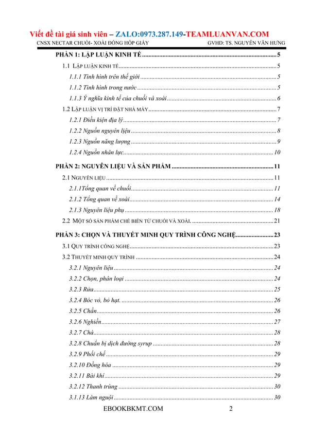 Thiết kế phân xưởng sản xuất nước quả nectar chuối và xoài năng suất 10 tấn sản phẩm trên ca.docx