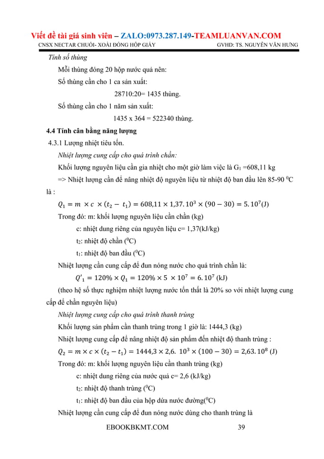 Thiết kế phân xưởng sản xuất nước quả nectar chuối và xoài năng suất 10 tấn sản phẩm trên ca.docx
