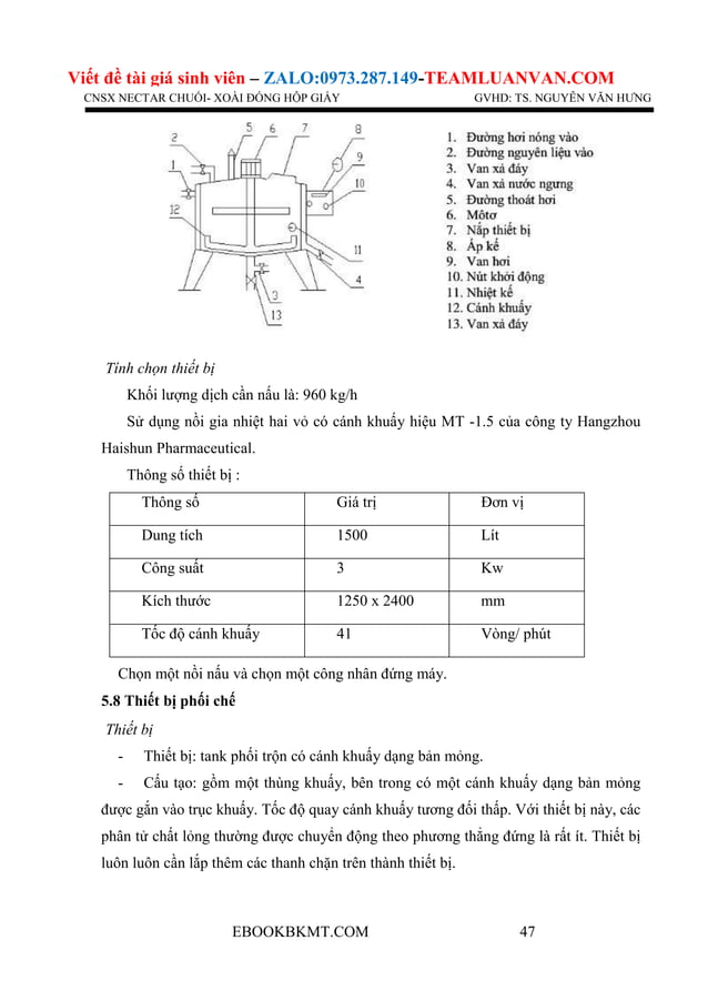 Thiết kế phân xưởng sản xuất nước quả nectar chuối và xoài năng suất 10 tấn sản phẩm trên ca.docx