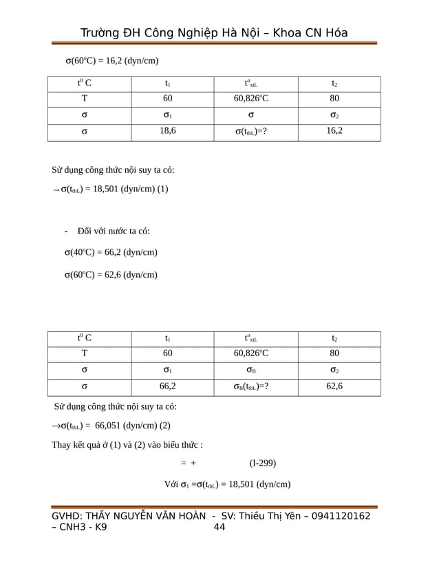 Thiết kế tháp chưng luyện liên tục loại tháp đĩa chóp để phân tách hỗn hợp axeton và nước ...