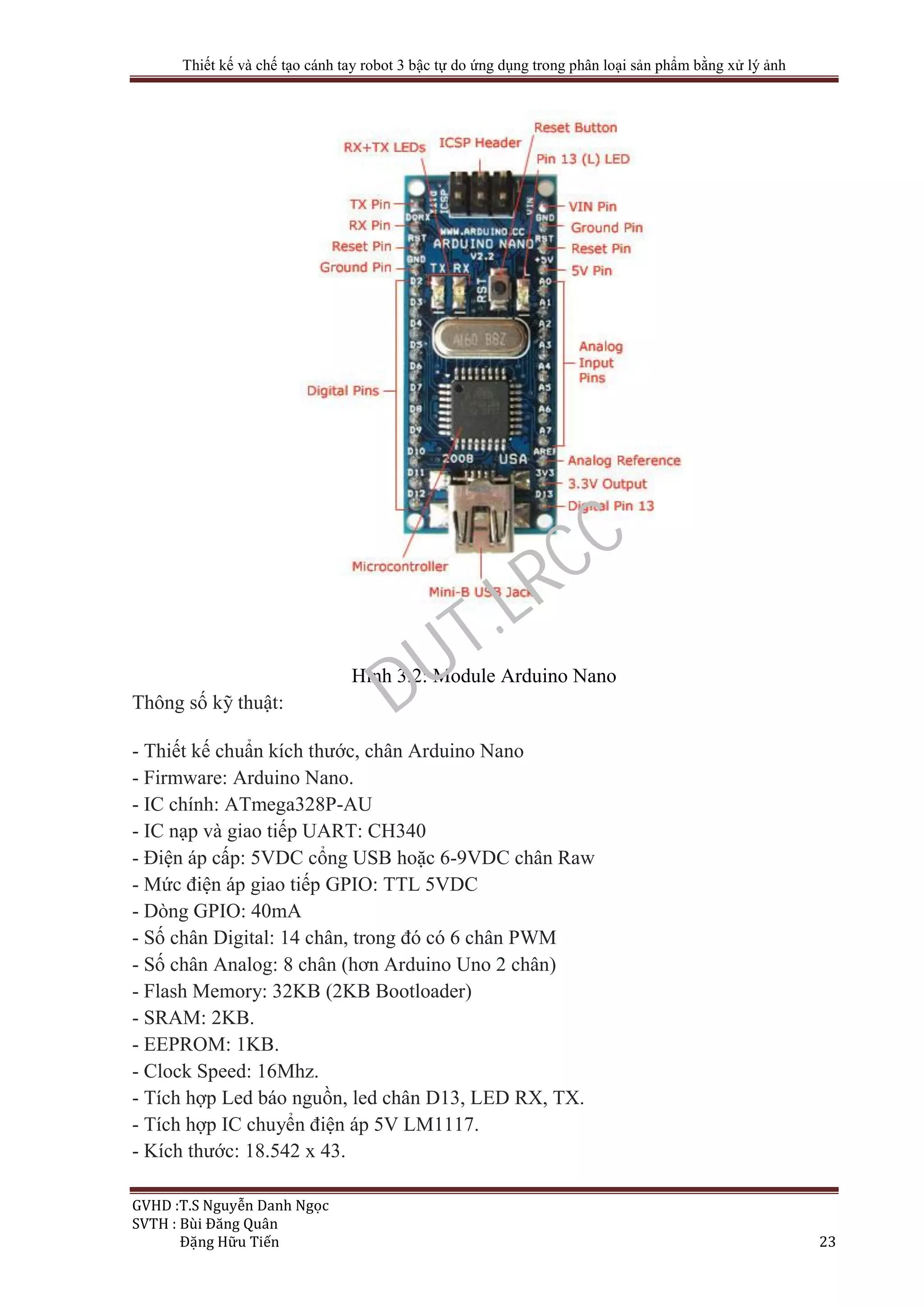 Thiết kế và chế tạo cánh tay robot 3 bậc tự do ứng dụng trong phân loại ...