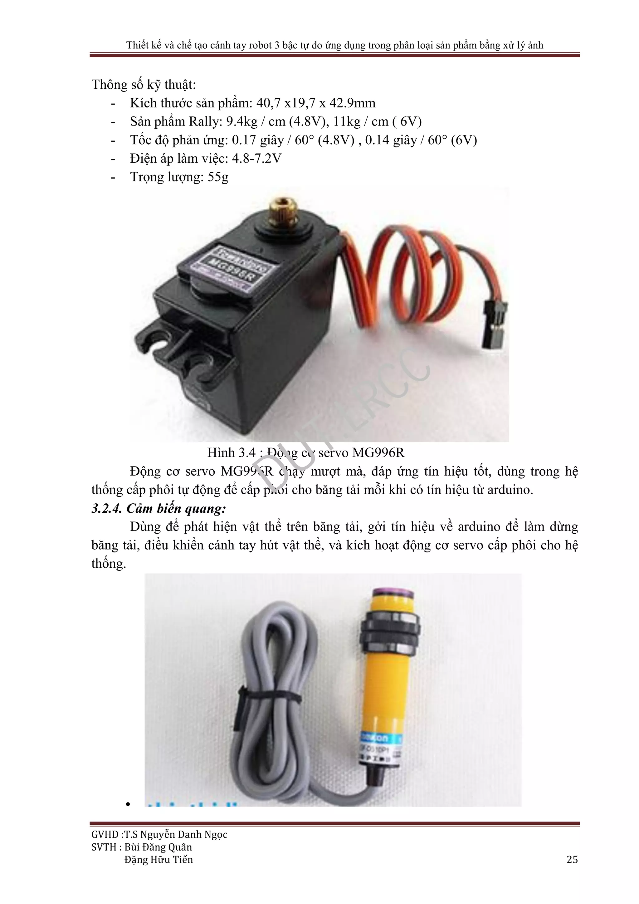 Thiết kế và chế tạo cánh tay robot 3 bậc tự do ứng dụng trong phân loại ...