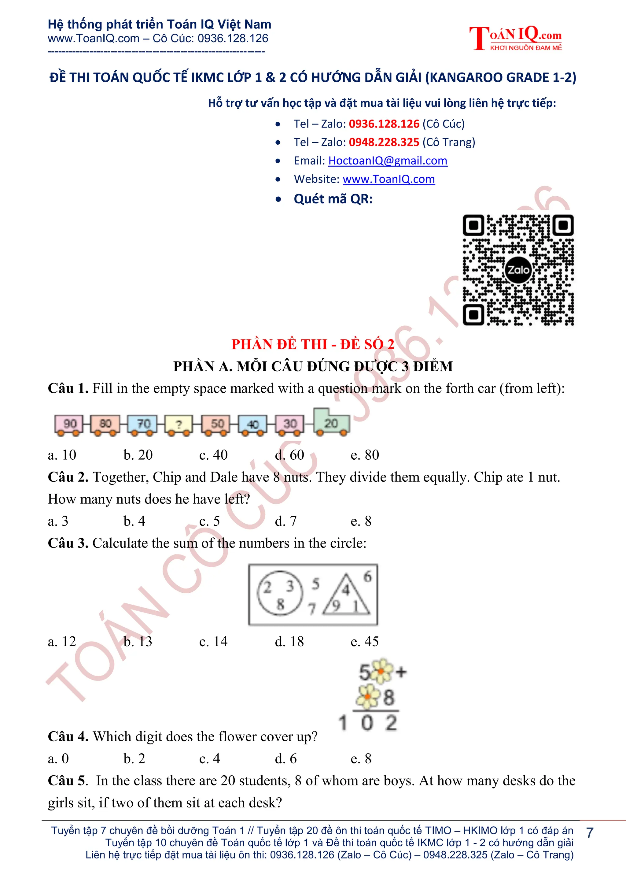 ĐỀ THI TOÁN IKMC LỚP 1-2 CÓ HƯỚNG DẪN GIẢI | PDF