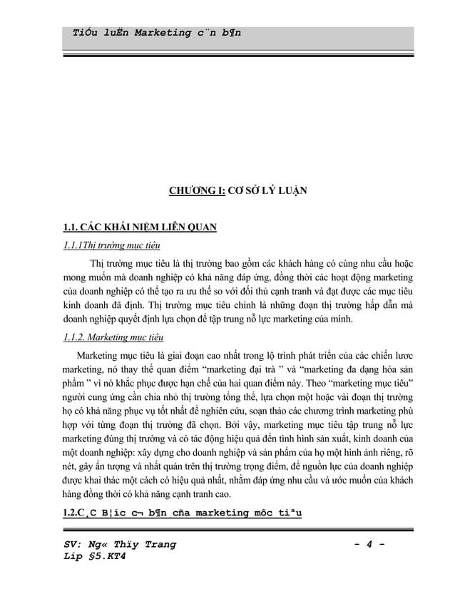Hoạt động phân đoạn thị trường, lựa chọn thị trường mục tiêu từ đó định vị thị trường của Cà phê ...