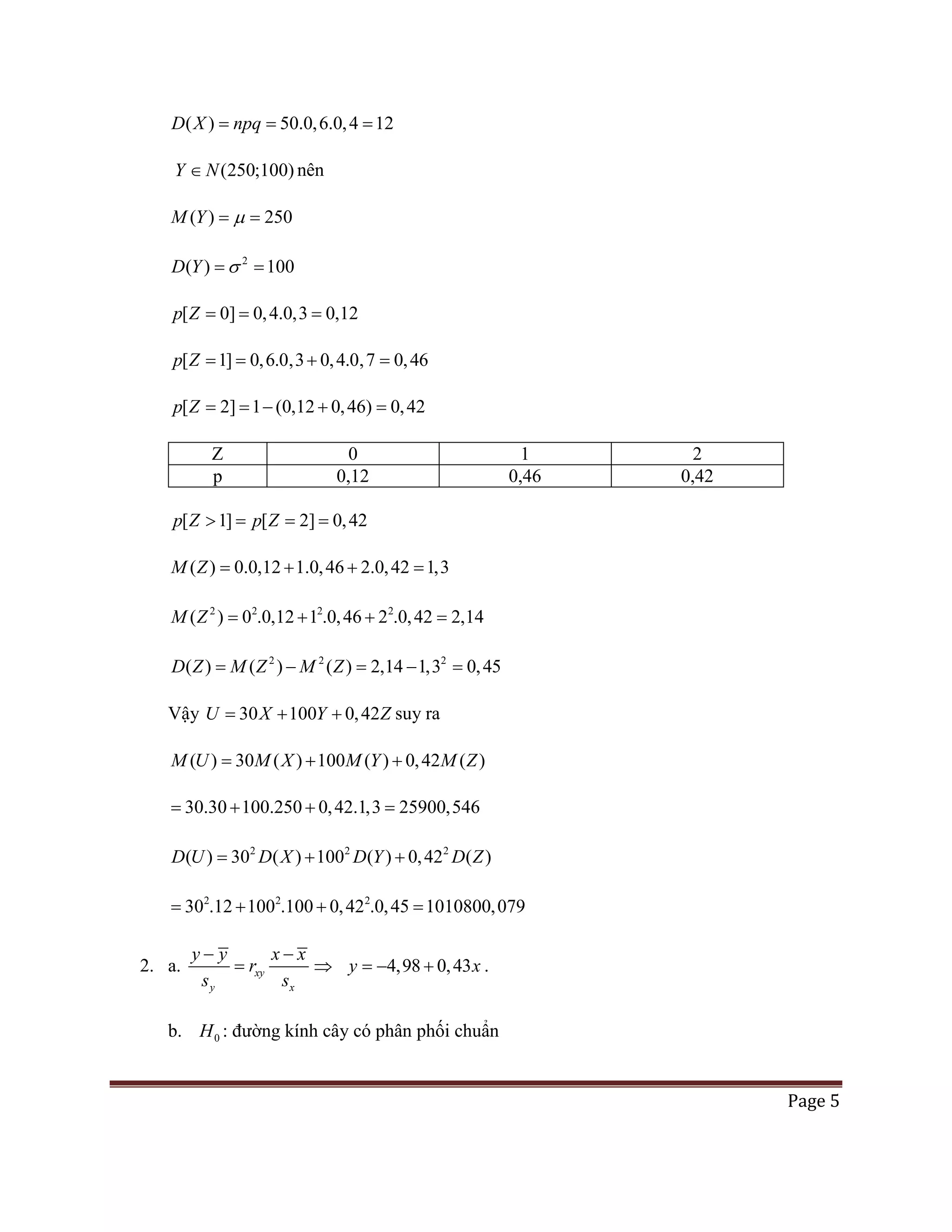 đề Thi xác suất thống kê và đáp án | PDF