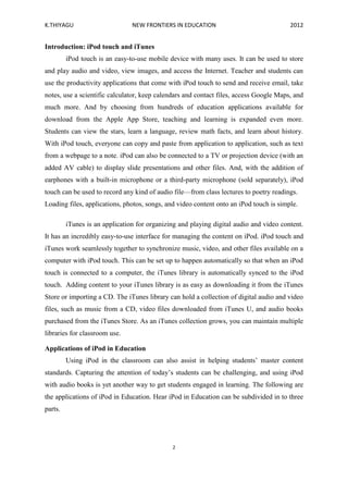 iPod in Education: The Potential for Teaching and Learning | PDF ...