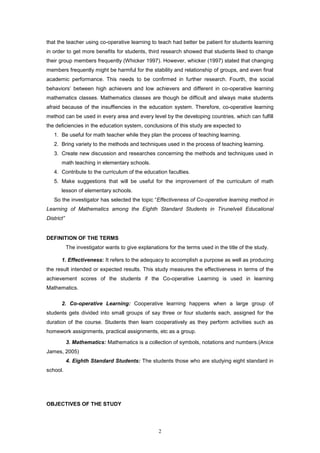 EFFECTIVENESS OF CO-OPERATIVE LEARNING METHOD IN LEARNING OF ...