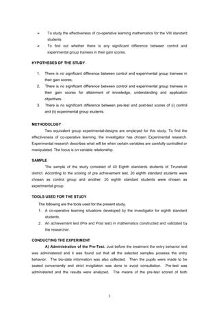 EFFECTIVENESS OF CO-OPERATIVE LEARNING METHOD IN LEARNING OF ...