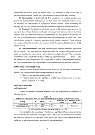 EFFECTIVENESS OF CO-OPERATIVE LEARNING METHOD IN LEARNING OF ...
