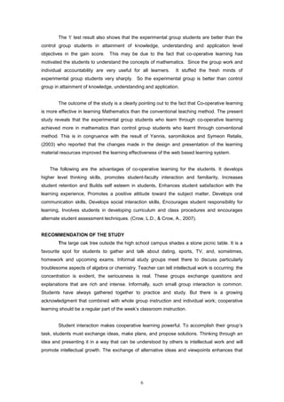 EFFECTIVENESS OF CO-OPERATIVE LEARNING METHOD IN LEARNING OF ...