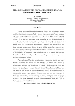 PEDAGOGICAL INNOVATIONS IN TEACHING OF MATHEMATICS: BULLETIN BOARD AND ...