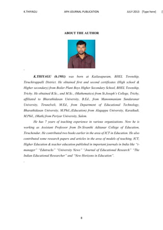 THIYAGU - PERCEPTION TOWARDS RESEARCH AMONG M.ED, SCHOLARS IN TUTICORIN ...