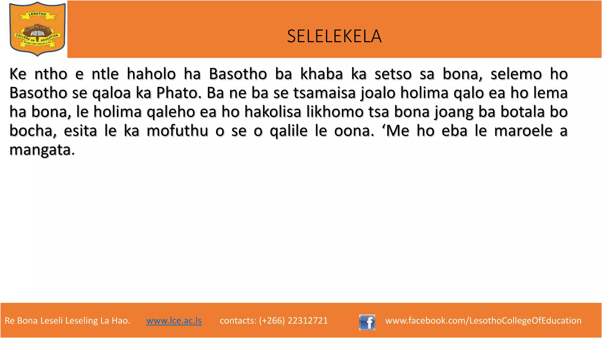 Thlaloso ea khoeli tsa sesotho | PPTX