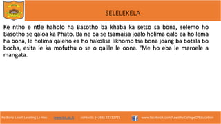 Thlaloso ea khoeli tsa sesotho | PPTX