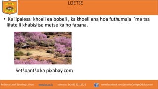 Thlaloso ea khoeli tsa sesotho | PPTX