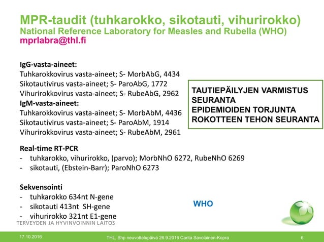 Thl asiantuntijalaboratoriotoiminta virukset | PPT