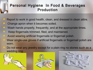 necessity of hygiene & nutrition in the food & beverages production and ...