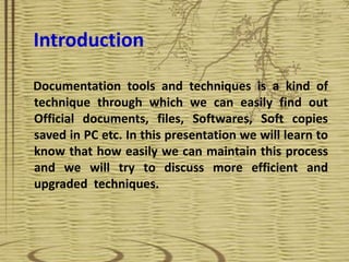 documentation tools&techniques | PPT
