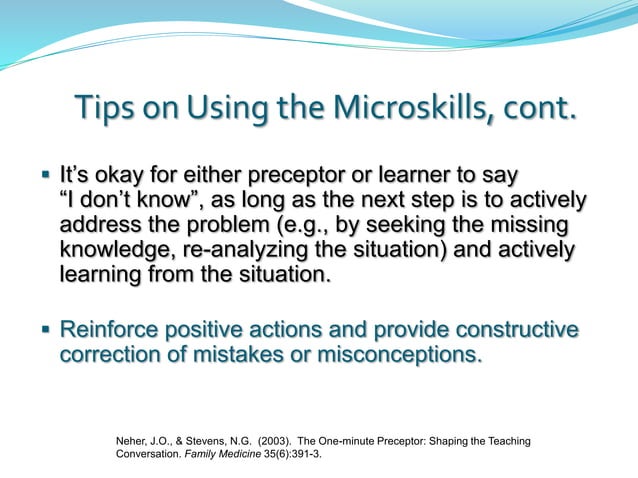 The ONE-MINUTE PRECEPTOR | PPTX | Educational Assessment | Education