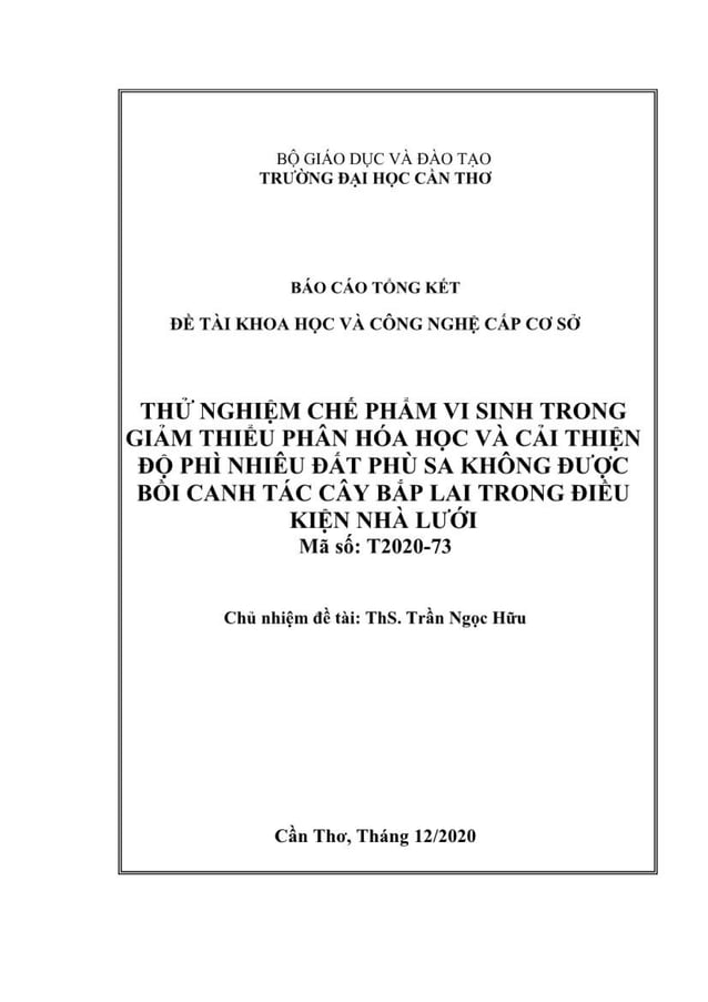 Thử nghiệm chế phẩm vi sinh trong giảm thiểu phân hóa học và cải thiện ...