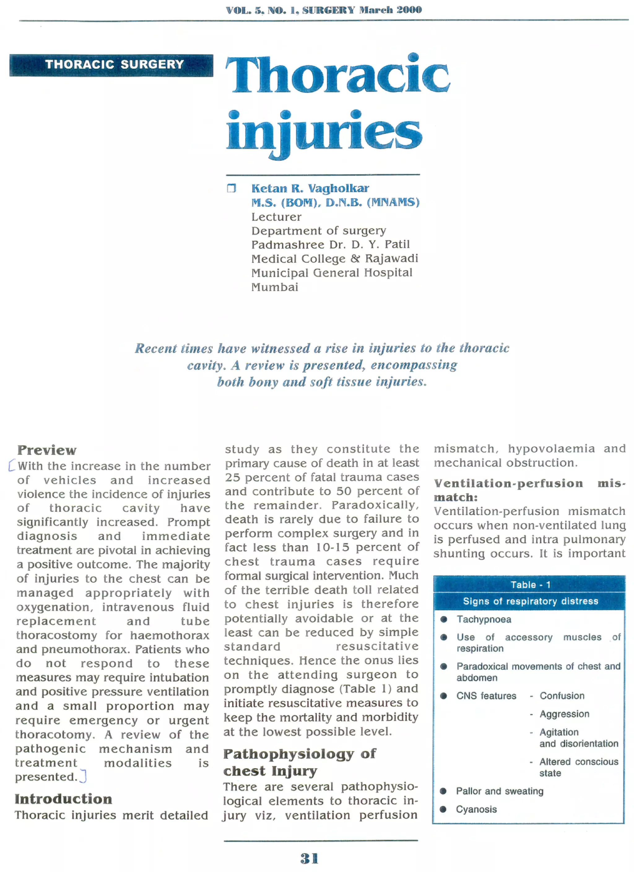 Thoracic Injuries | PDF