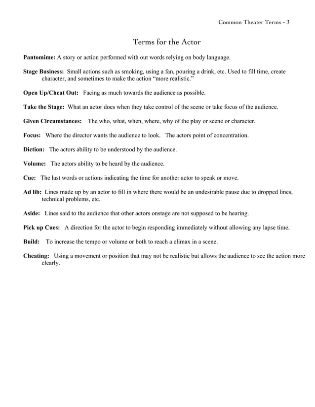 Thomas.hoffman acting theatre-terms | PDF