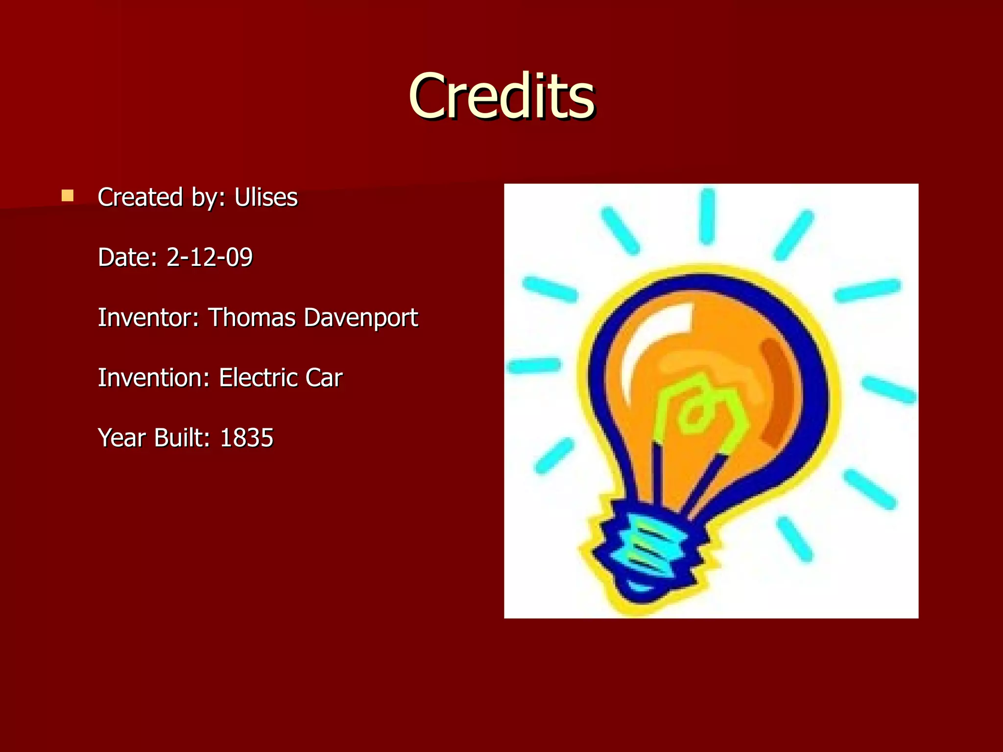 Thomas Davenport’S Electric Car | PPT