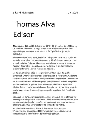 Thomas alva edison | PDF