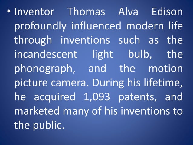 Thomas alva edison (Msquare) | PPTX | Technology & Computing