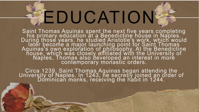 "Thomas Aquinas" life, works, educations | PPTX