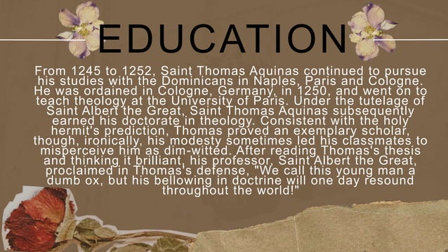 "Thomas Aquinas" life, works, educations | PPTX
