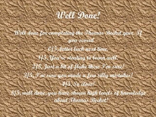 Thomas becket history project quiz | PPT