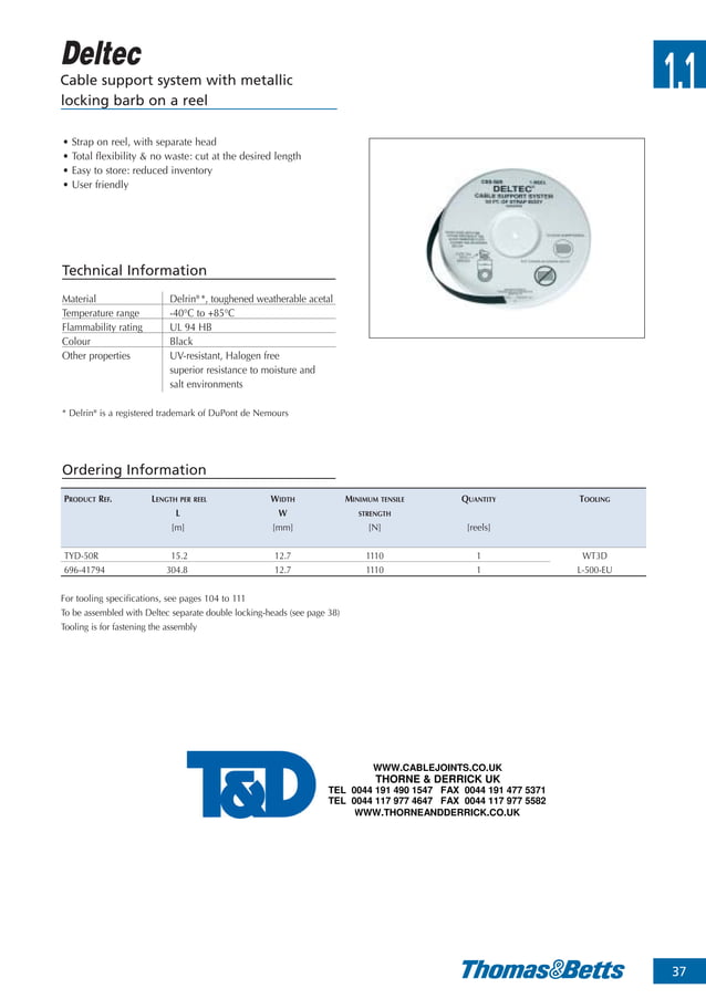 Thomas & Betts Deltec Continuous Length Cable Ties | PDF | Chemistry ...