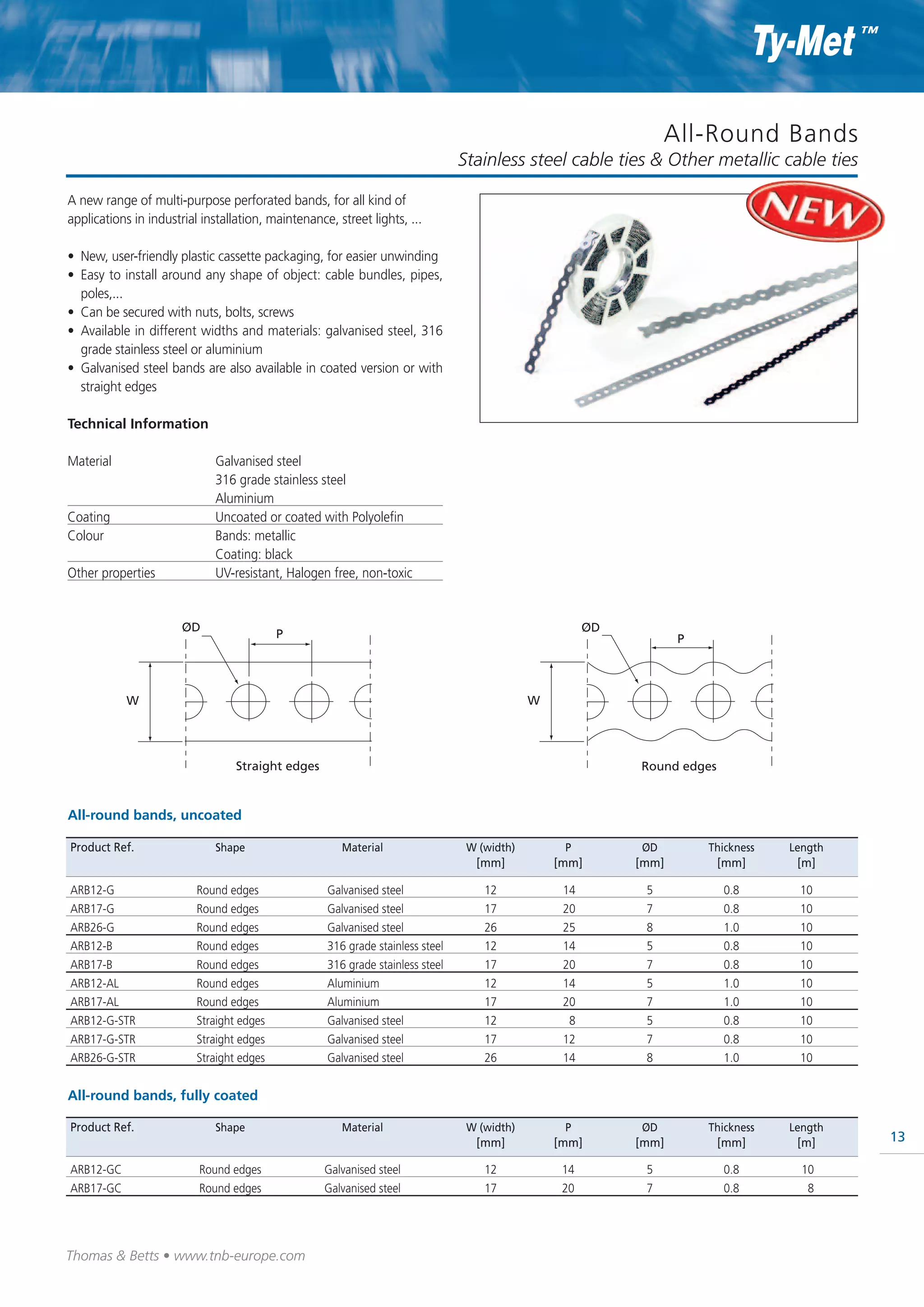 Thomas & Betts Ty-Met Cable Ties - Stainless Steel | PDF
