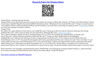 Thomas Edison Edison | PDF | Science