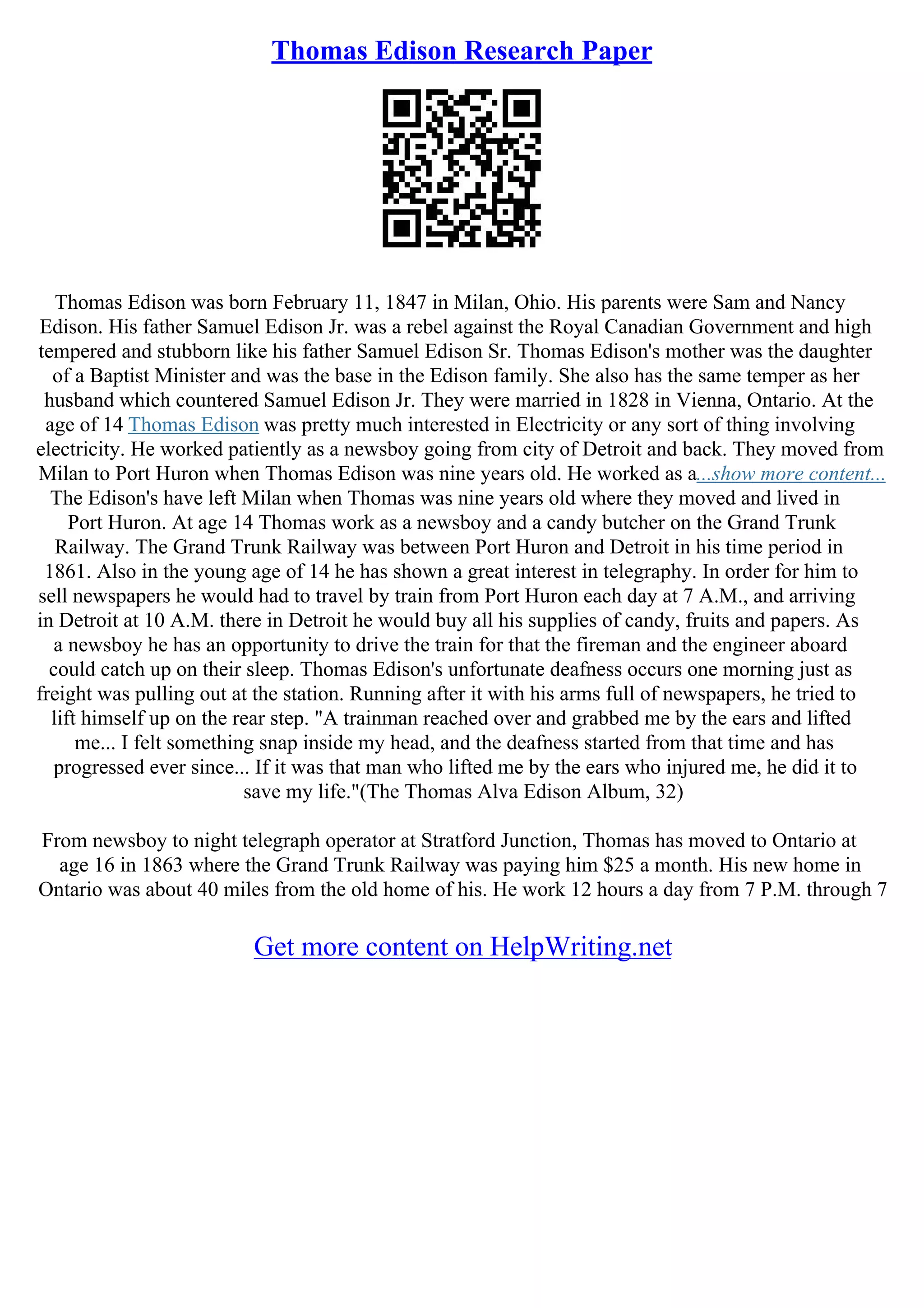 Thomas Edison Essay | PDF